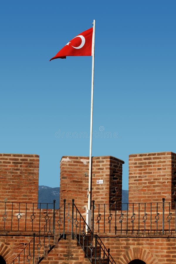 Red Tower and Walls in Alanya Stock Image - Image of medieval, history ...
