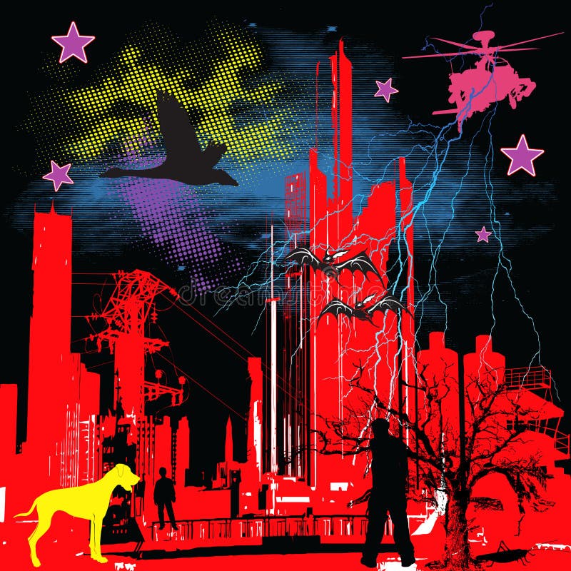 Red town, cold place stock vector. Illustration of morning - 7339373