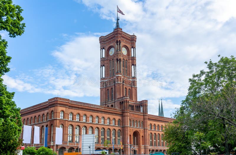 Red Town Hall Rotes Rathaus on Alexanderplatz, Berlin, Germany Stock ...