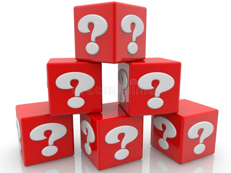 Red Toy Blocks with Question Marks in the Form of a Pyramid Stock ...