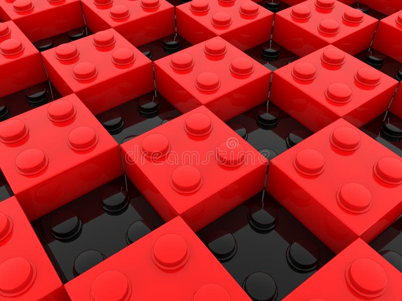 Red Toy Bricks on Black Toy Bricks Stock Illustration - Illustration of ...