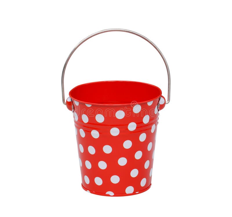 Cute Red Bucket with White Dots Isolated on White Stock Photo - Image ...