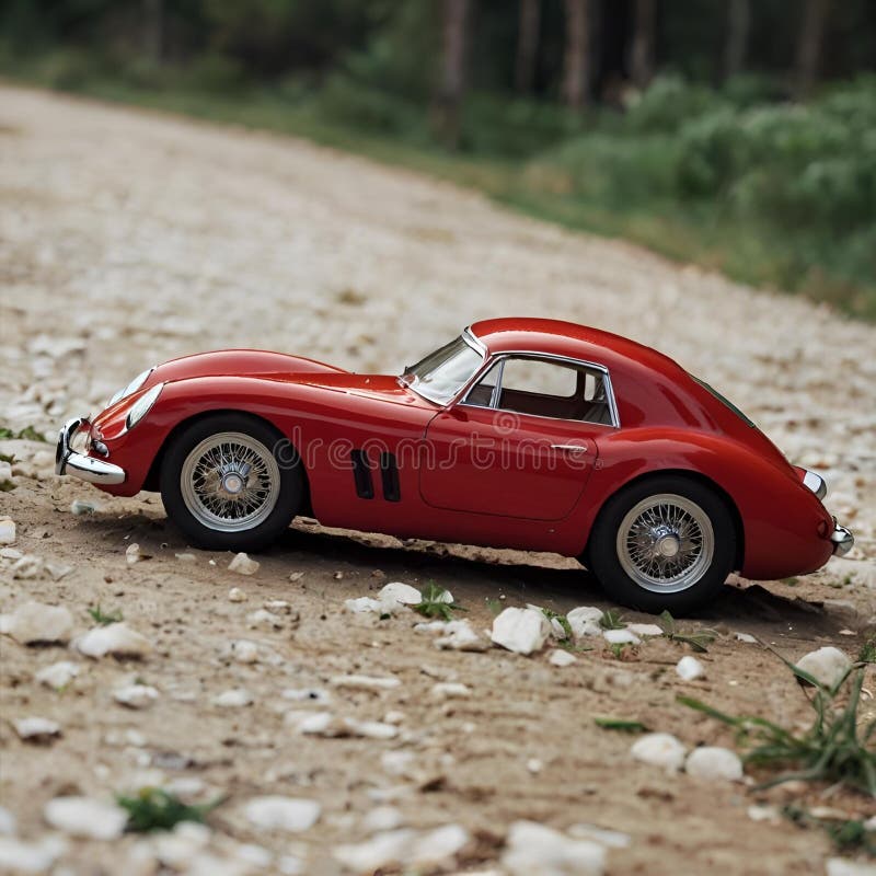 Red Toy Car on Gravel Road by Dirt Path Stock Image - Image of track ...