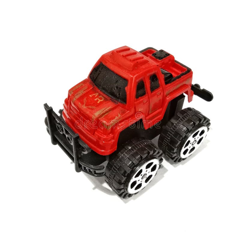 Red Toy Car Offroad Isolated on White Stock Photo - Image of commercial ...