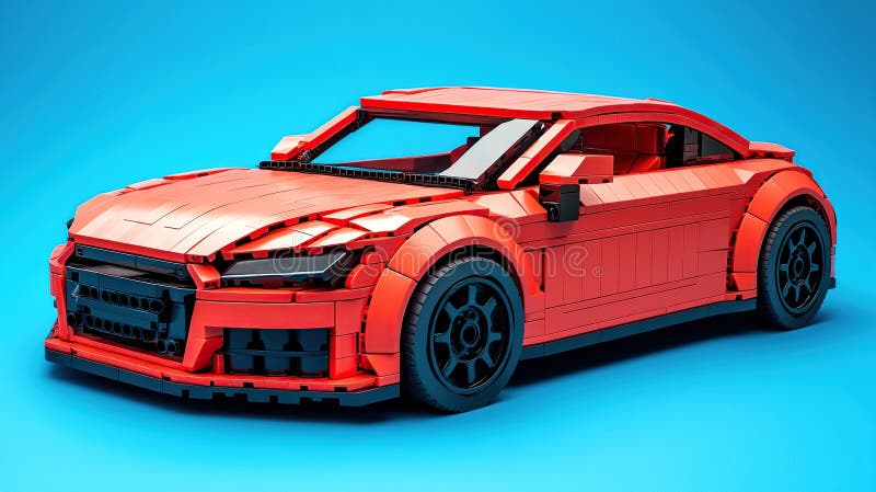 Red Toy Car, Studio Shot, Blue Background, Design Mockup Stock ...