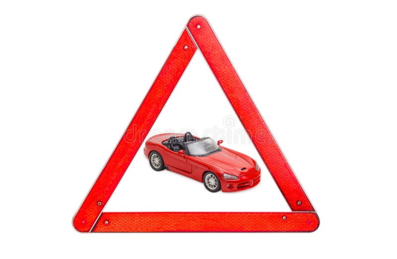 Red Toy Car Warning Triangle Light Background Stock Photos - Free ...