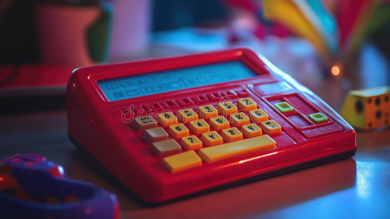 Red Toy Calculator with Yellow Buttons Detail Stock Illustration ...