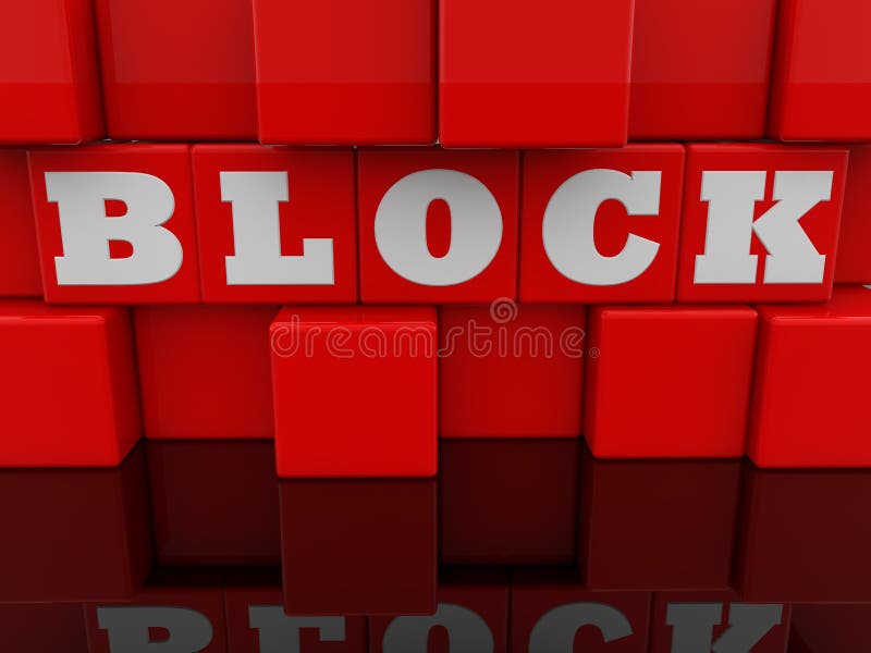 Red Toy Cubes Wall on White Stock Illustration - Illustration of ...