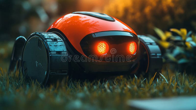 Red Toy Robot on Green Grass Stock Illustration - Illustration of ...
