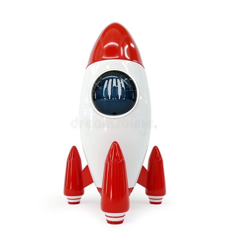 Red Toy Rocket Isolated on Whte Background. 3D Rendering Stock ...