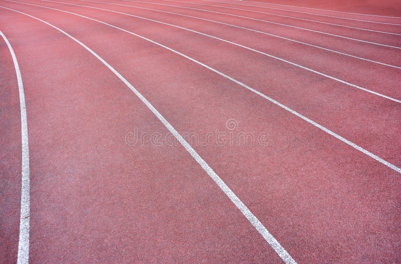Red track lanes stock image. Image of lane, rows, gymnasium - 52594443