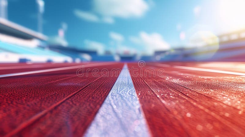 Red Track at an Olympic Stadium Closeup Stock Illustration ...