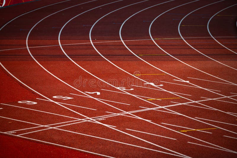 Red Track with Precise White Lines and Sequential Numbers: a Visual ...