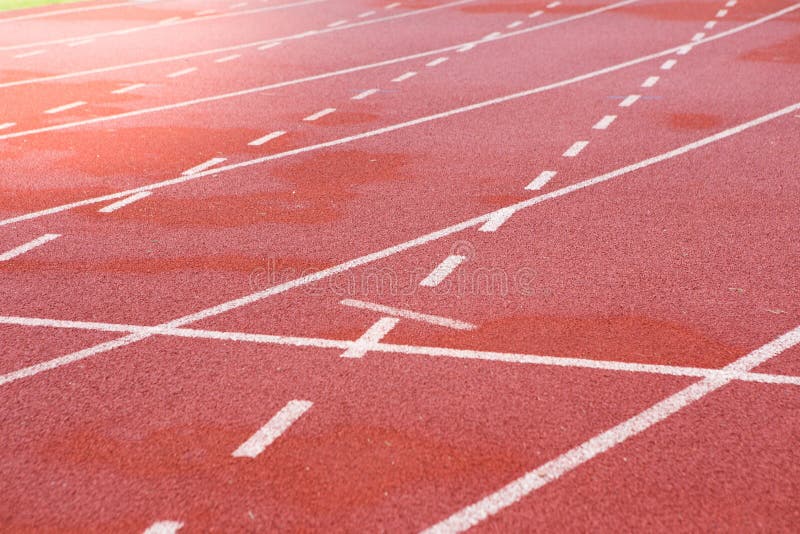 Red Track in the stadium stock photo. Image of runner - 127180110