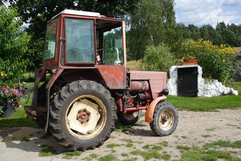 Red tractor stock image. Image of outdoors, agriculture - 10989315
