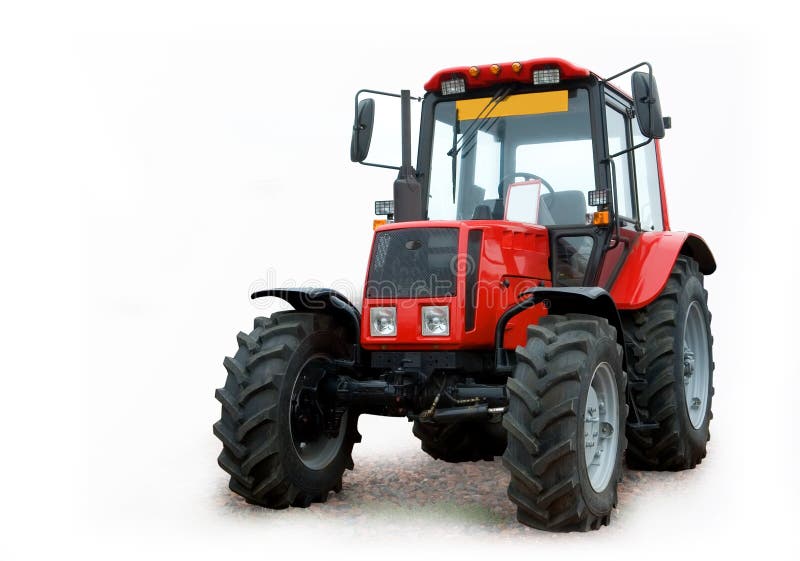 New Red Tractor Over White Background. with Path. Stock Image - Image ...