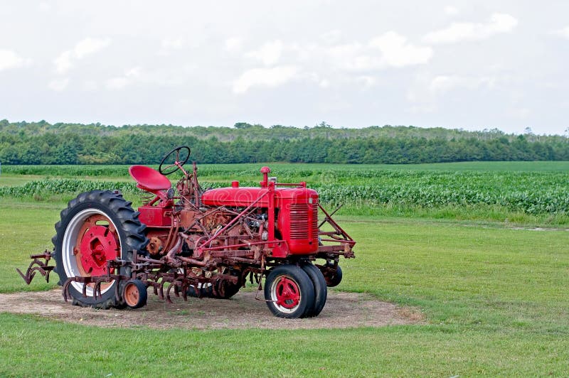 Red Tractor stock image. Image of machine, quiet, tire - 1223127