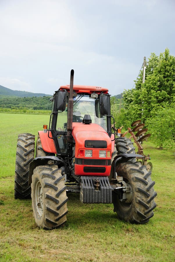 Red tractor stock image. Image of nature, agronomy, incorporation ...