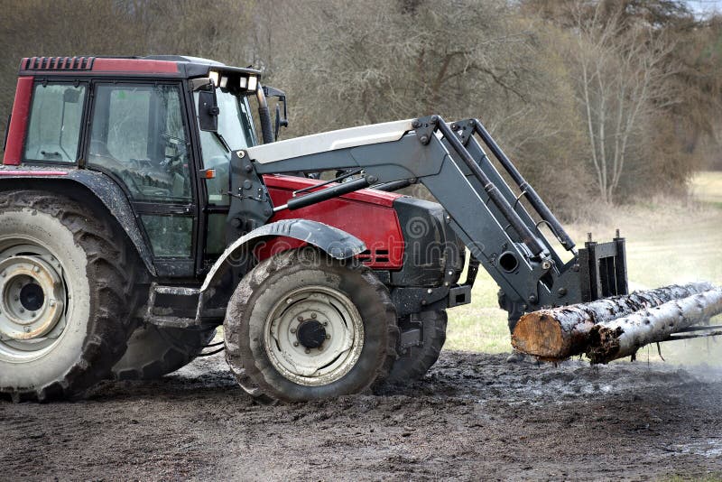 Red tractor stock photo. Image of tractor, tree, trunk - 24468572
