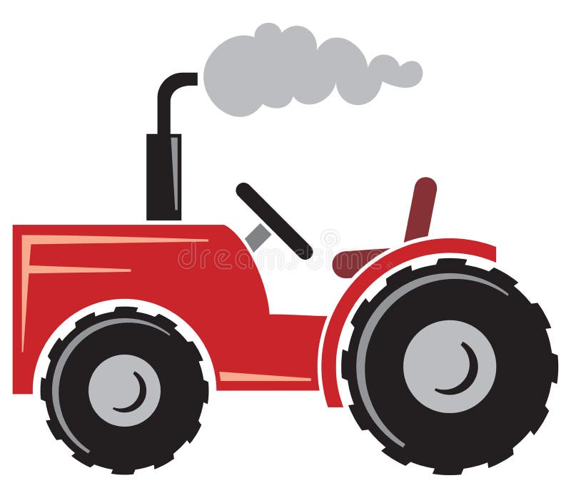 Red tractor stock vector. Illustration of diesel, drive - 31916016
