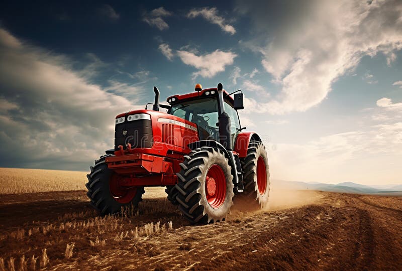 Tractor Driving Down Dirt Road Stock Image - Image of vehicle, country ...
