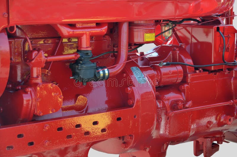 Red tractor engine stock photo. Image of hose, rural - 26843112