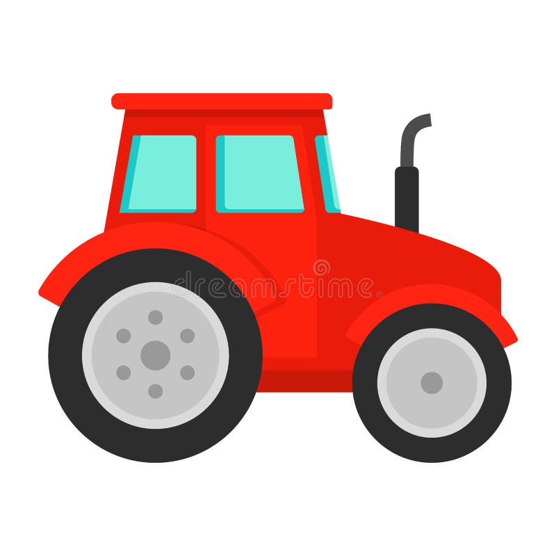 Red Tractor Icon, Flat Style Stock Vector - Illustration of industry ...