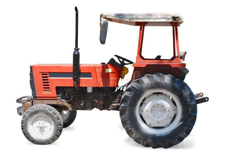 Red Tractor Isolated stock photo. Image of tire, engine - 28905282