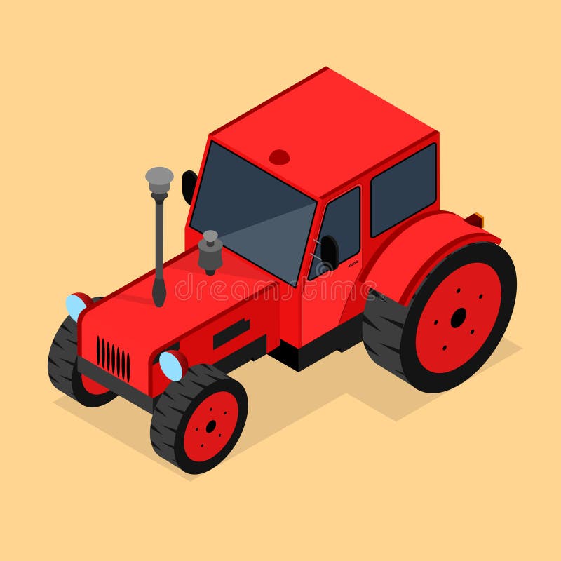 Red Tractor Isometric View. Vector Stock Vector - Illustration of ...