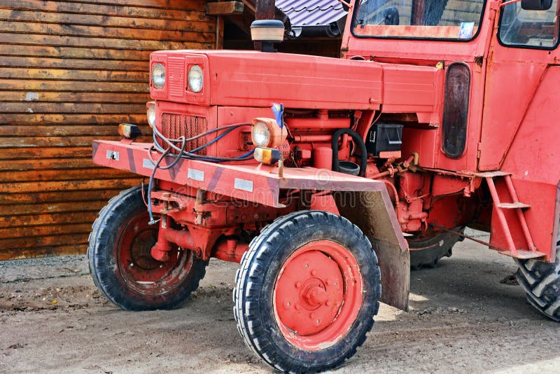 Red tractor stock image. Image of farmland, machine, tool - 53242775