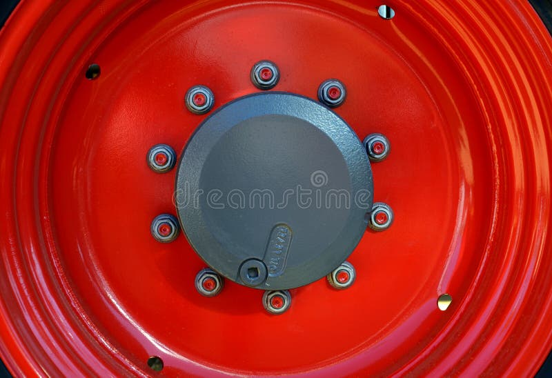 Red tractor rim stock image. Image of screws, farmer - 27141895