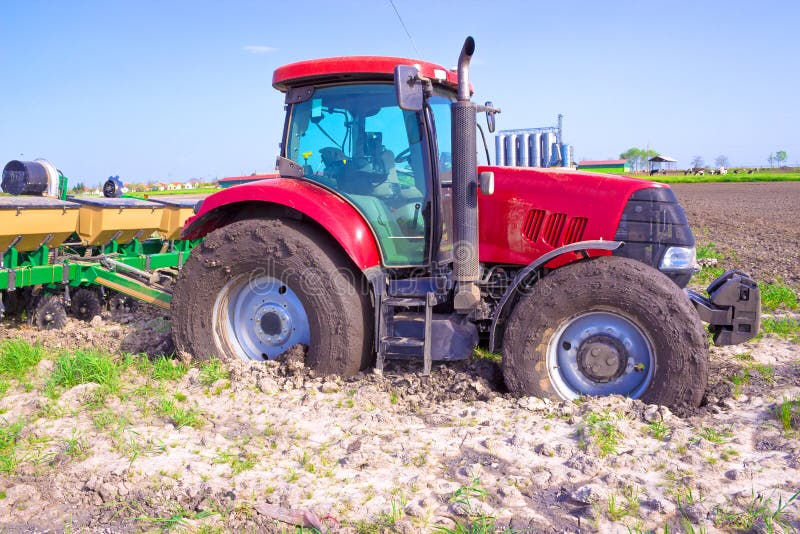 Red tractor stock image. Image of driving, agricultural - 30936059