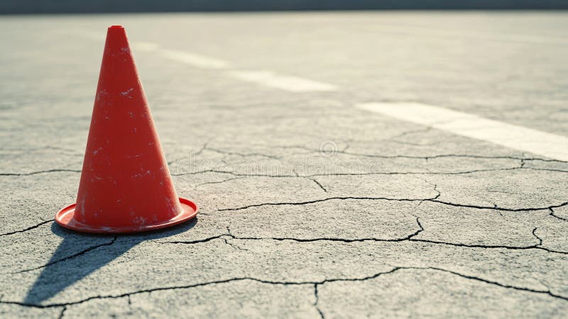 Red Traffic Cone Indicating Restricted Access or Road Closure on ...