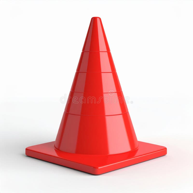 Red Traffic Cone on White Background Stock Illustration - Illustration ...
