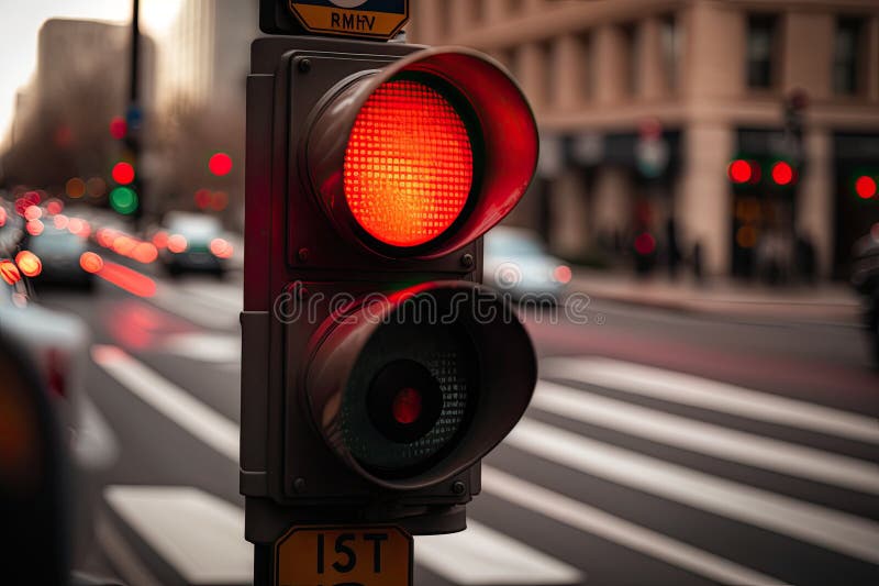 Red Traffic Light with Blurred Background, Symbolizing Danger and ...