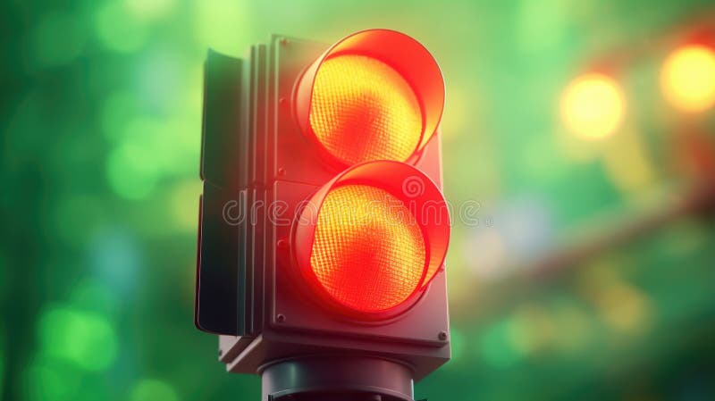 Red Traffic Light with Blurry Background. Suitable for Illustrating ...