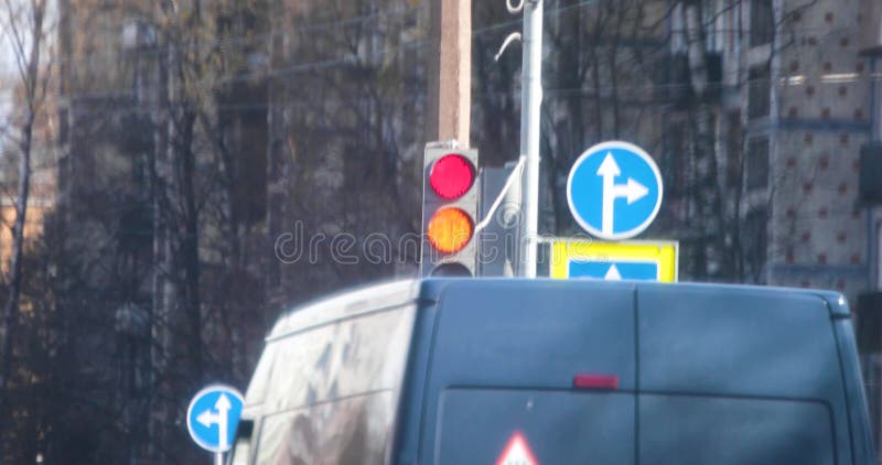 Red Traffic Light and Countdown Timer at Rush Hour Traffic Stock ...