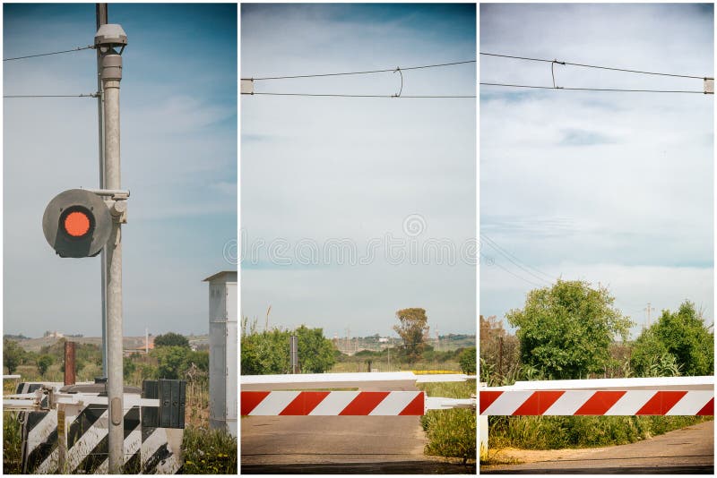 Red Traffic Light Crossing Level Stock Photo - Image of mechanical ...