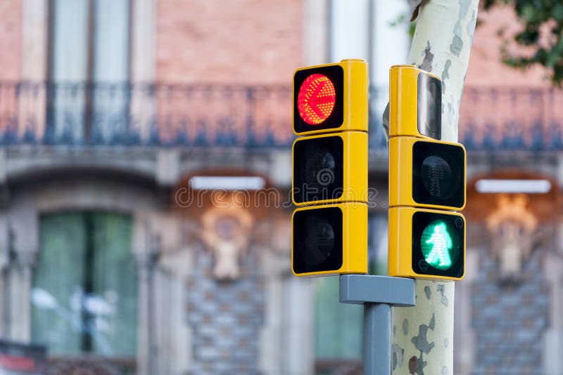 Red Traffic Light and Green Man Stock Image - Image of robot, green ...