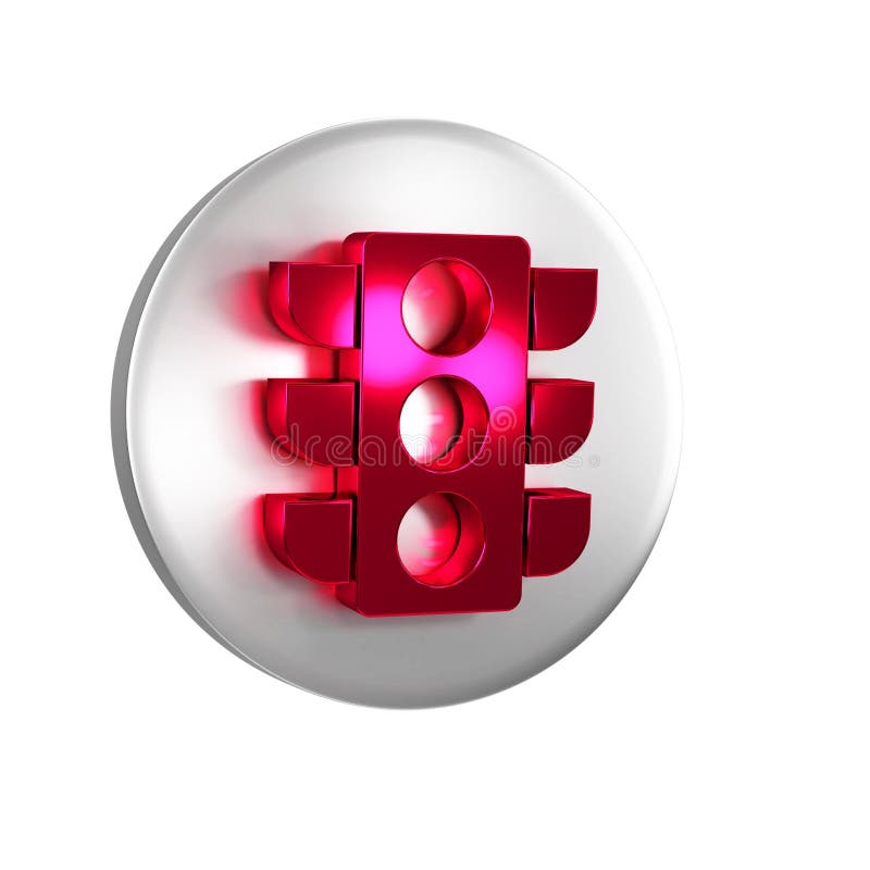Red Traffic Light Icon Isolated on Transparent Background. Silver ...