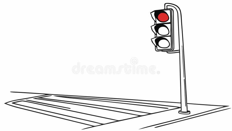 Red Traffic Light at Intersection, Road Signal, Vector Design ...