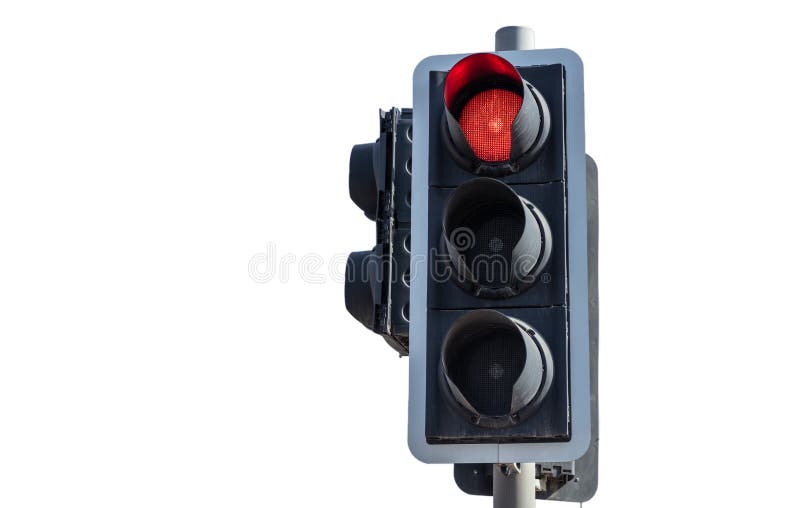 Red Traffic Light Isolated on White Transparent, Stop Stock Image ...