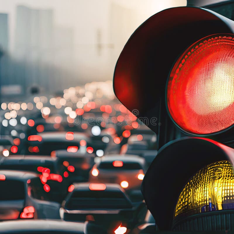 Red Traffic Light. Traffic Jams and Congestion on the Streets Stock ...