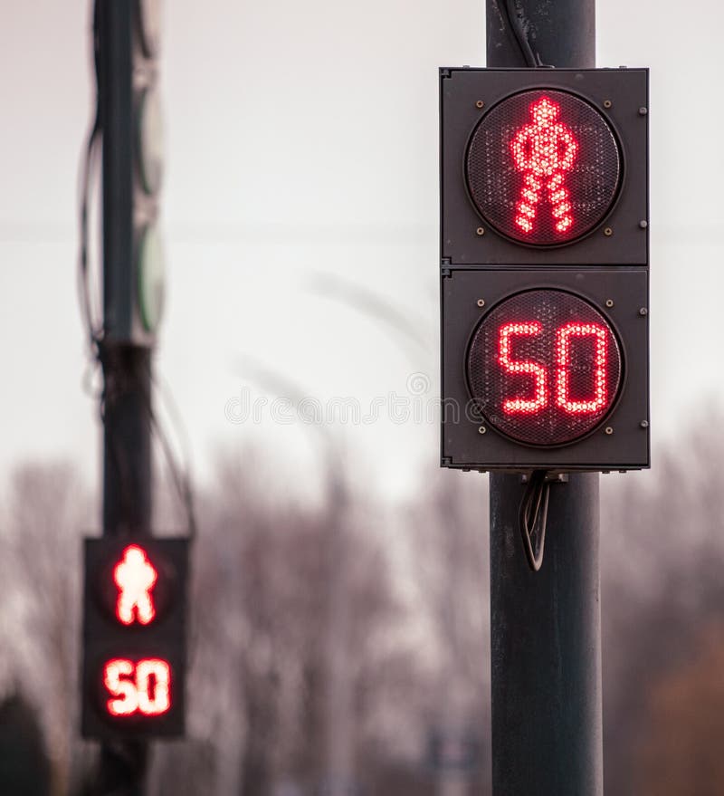 Red Traffic Light for a Pedestrian with a Countdown Stock Image - Image ...