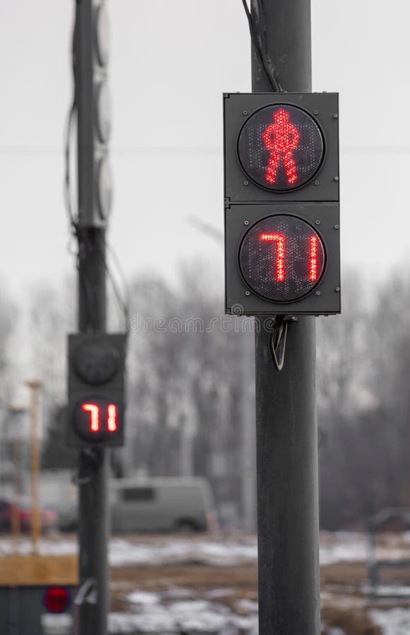 Red Traffic Light for a Pedestrian with a Countdown Stock Image - Image ...