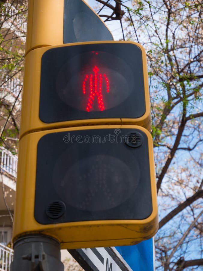 Red Signal On Pedestrian Traffic Light Stock Photo - Image of control ...