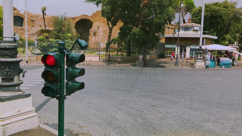 Red Traffic Light, Pedestrian Crossing Red Light on, Rome, Italy Stock ...