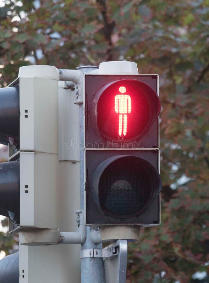Red Traffic Light for Pedestrians Stock Image - Image of hazard ...