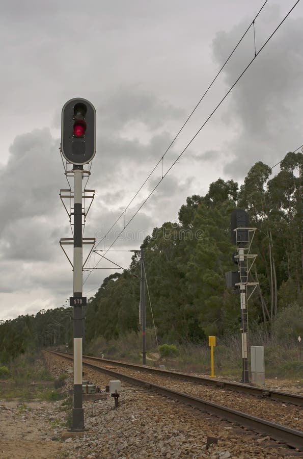 Train Railway Stop Traffic Sign Stock Photo - Image of industry, dander ...