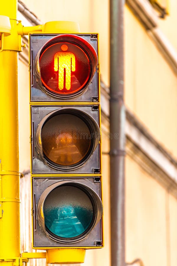 Red Man Traffic Lights, Traffic Sign For Pedestrians On Background ...